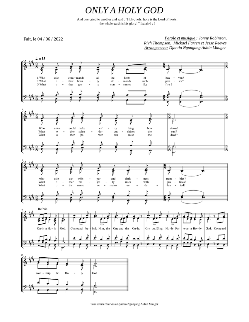 ONLY A HOLY GOD Sheet Music with Chords for Piano (Solo) Easy ...