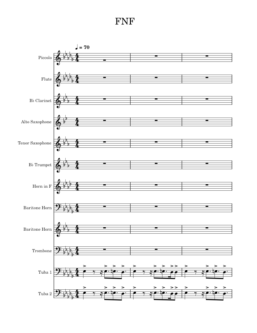 FNF Sheet music for Trombone, Tuba, Flute piccolo, Flute & more instruments (Mixed Ensemble ...
