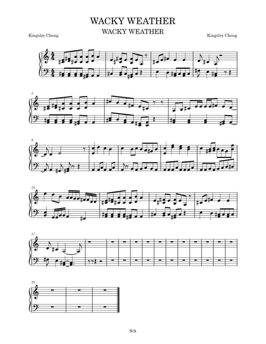 WACKY WEATHER Sheet music for Piano (Solo) Easy | Musescore.com