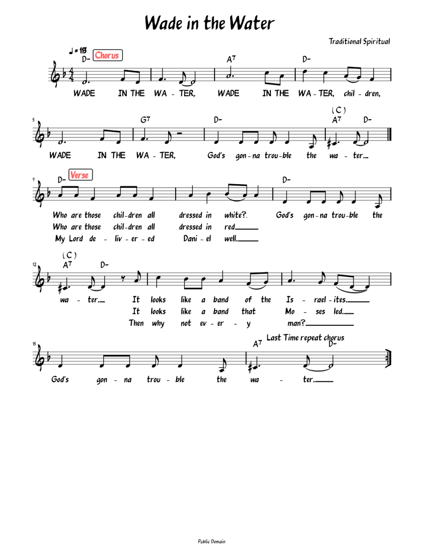 Wade in the Water (Lead sheet with lyrics ) Sheet Music with Chords for ...