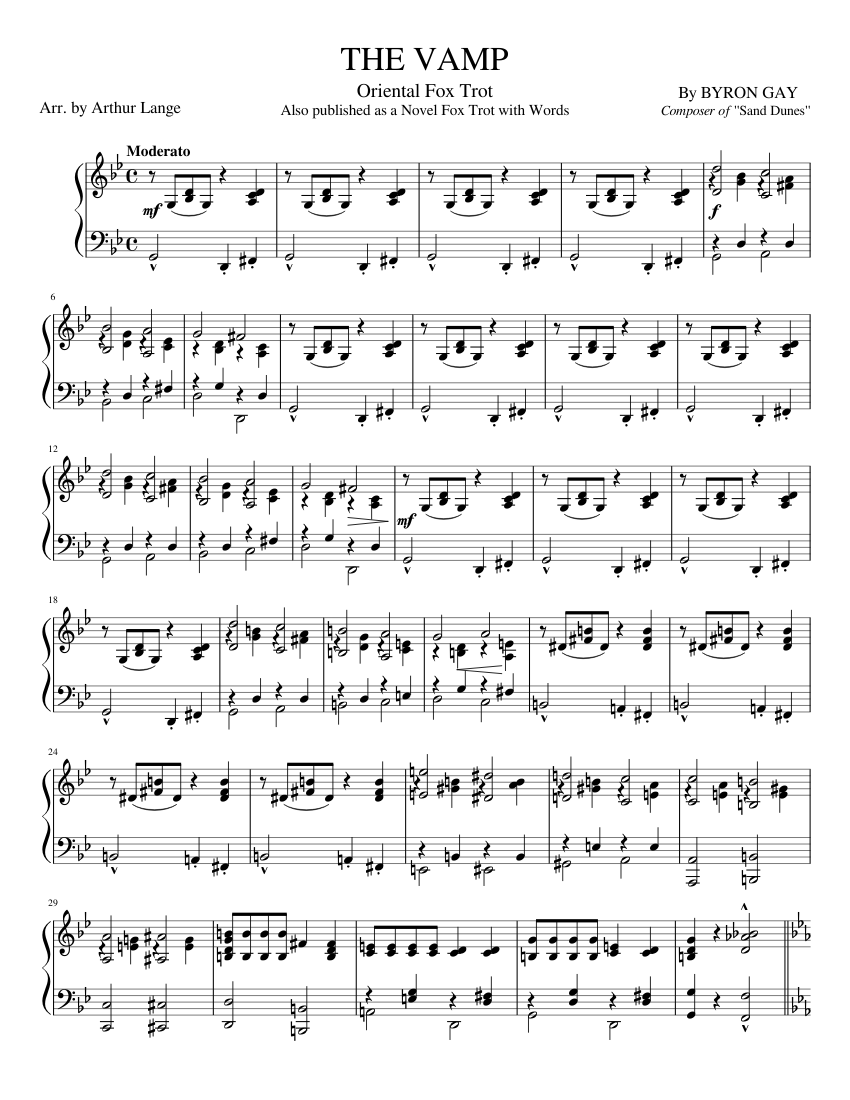 The Vamp (1919) Sheet music for Piano (Solo) | Musescore.com