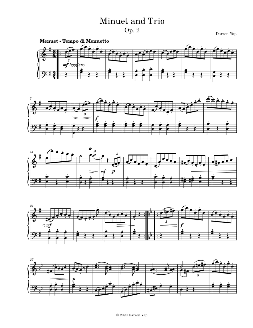 Minuet and Trio Sheet music for Piano (Solo) | Musescore.com