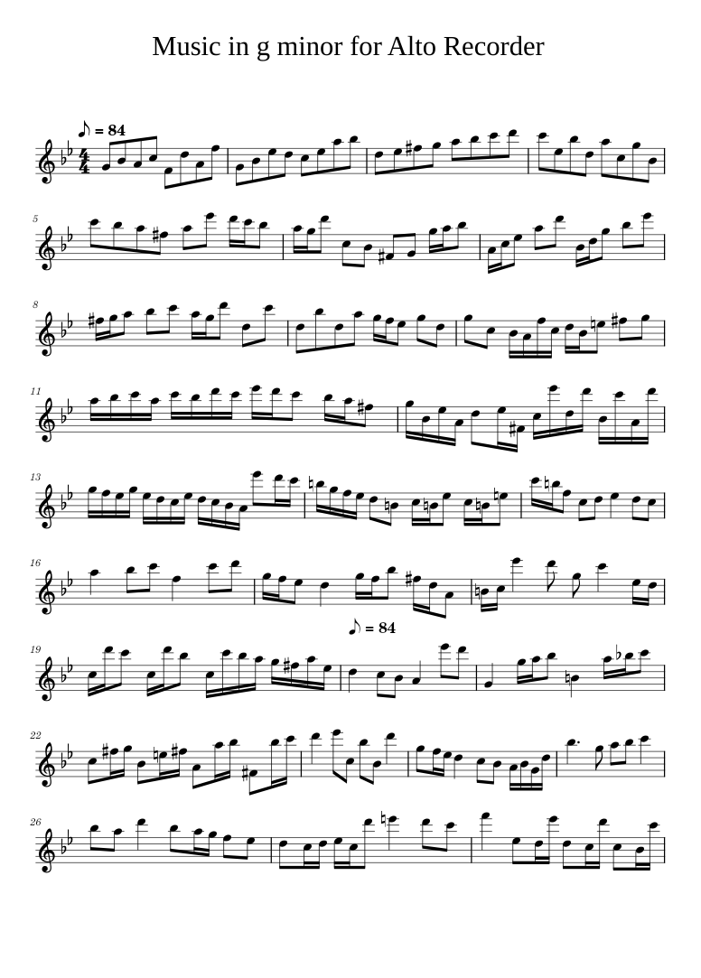 music in g minor for alto recorder Sheet music for Recorder (Solo ...
