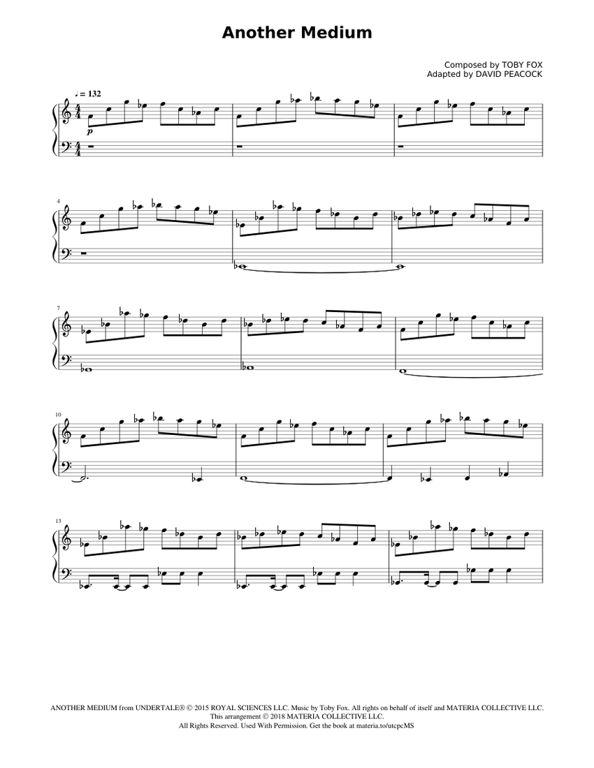 Another Medium (UNDERTALE Complete Piano Sheet Music) Sheet music for ...