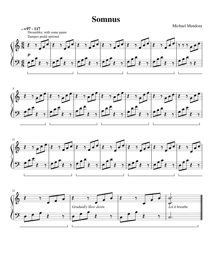Somnus Sheet Music for Piano (Solo) Easy | MuseScore.com