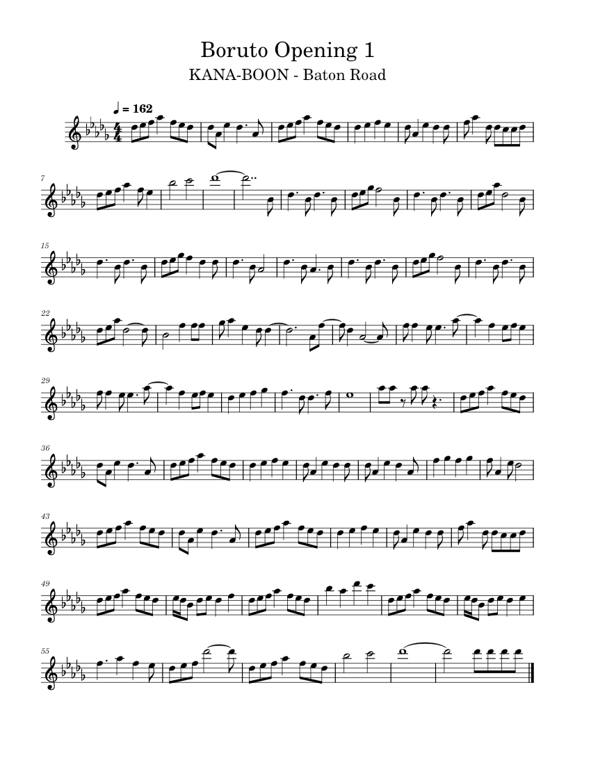 Boruto Opening 1 Sheet Music for Flute (Solo) | MuseScore.com