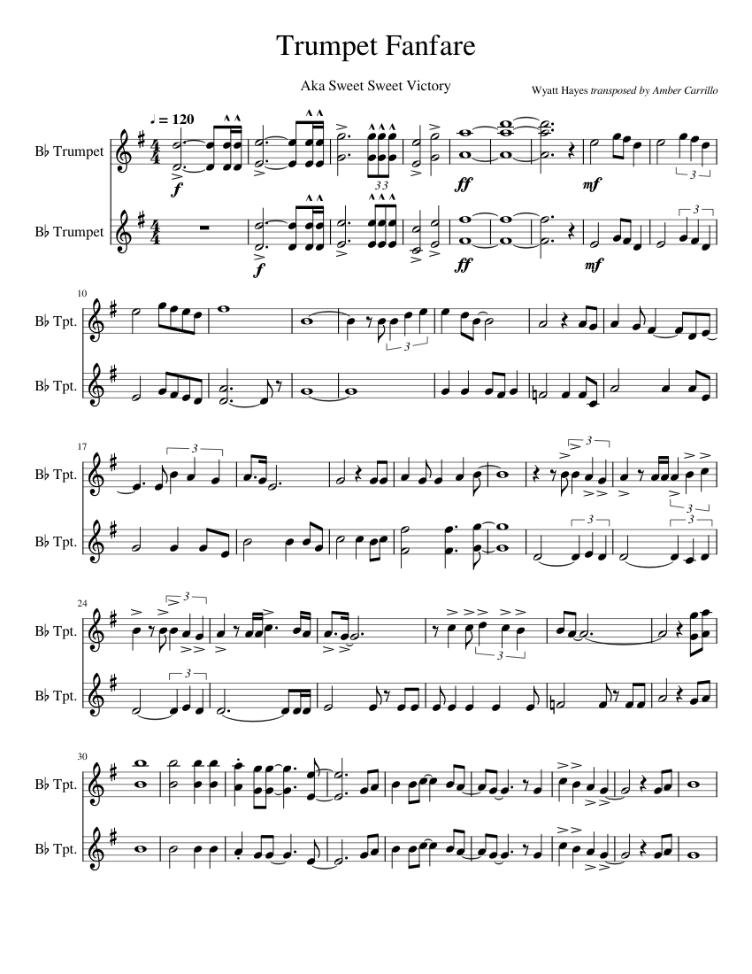 Trumpet Fanfare Sheet Music for Trumpet in b-flat (Brass Duet) | MuseScore.com