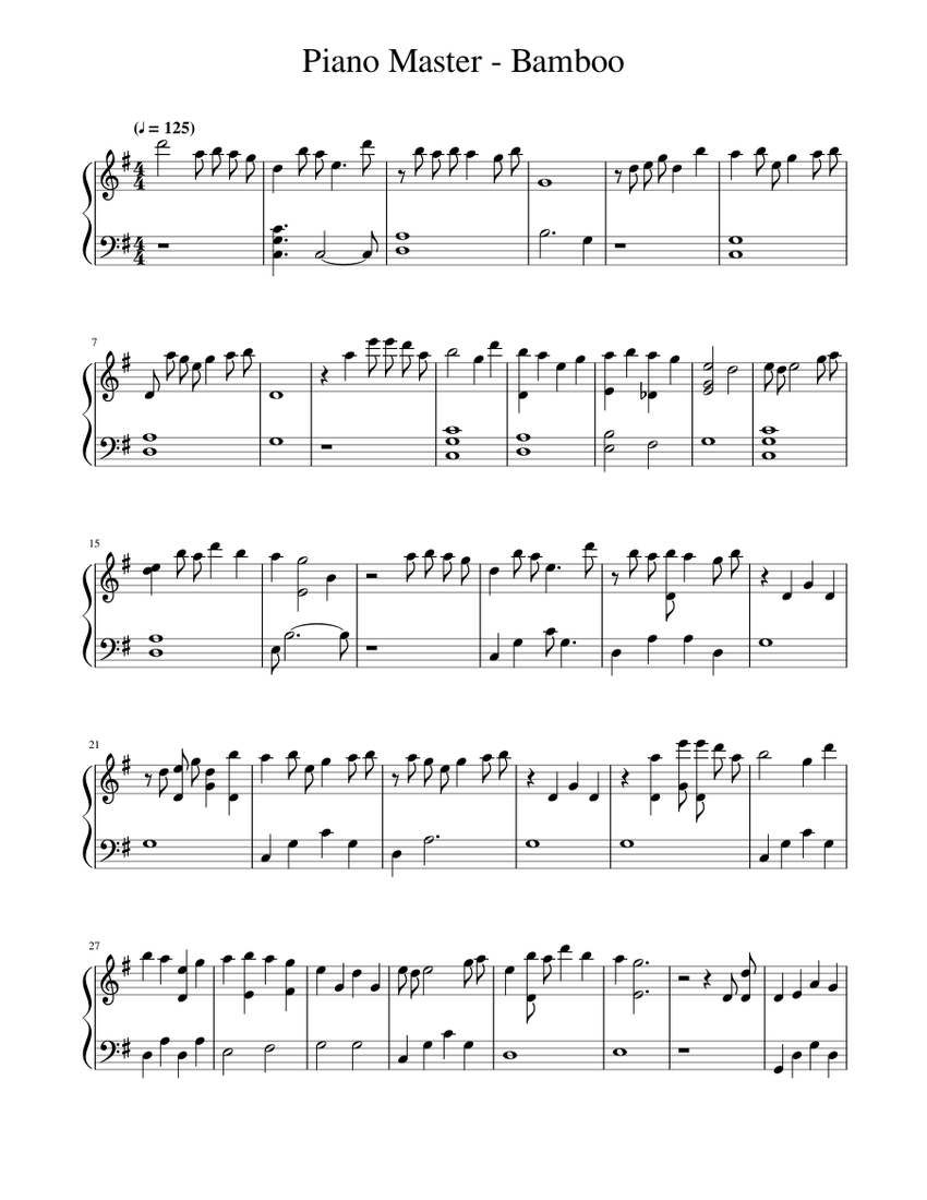 Piano Master - Bamboo Sheet Music for Piano (Solo) | MuseScore.com