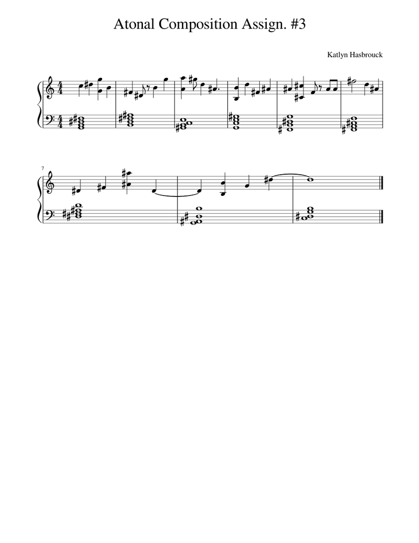 Atonal Composition Assign. #3 Sheet music for Piano (Solo) | Musescore.com