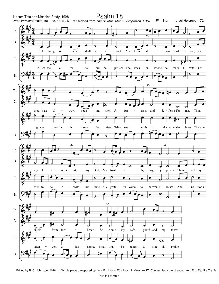 Psalm 18 - Israel Holdroyd Sheet music for Tenor, Bass voice, Vocals ...
