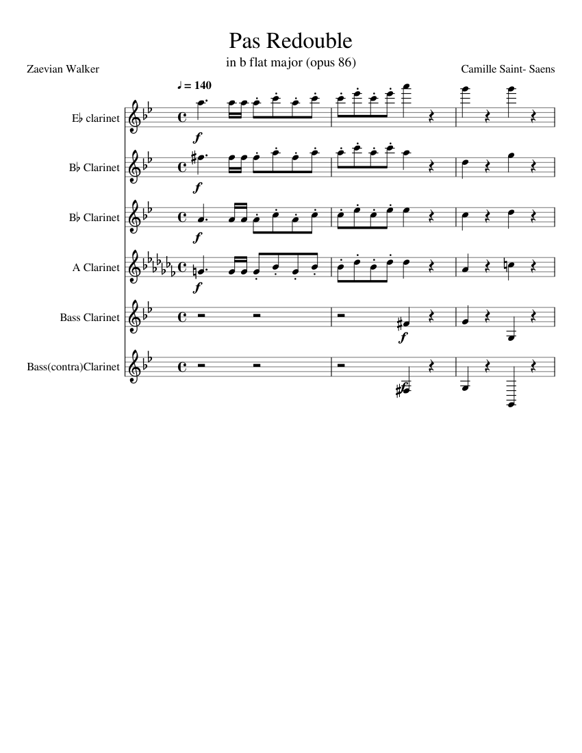Pas Redouble Clarinet Choir - piano tutorial