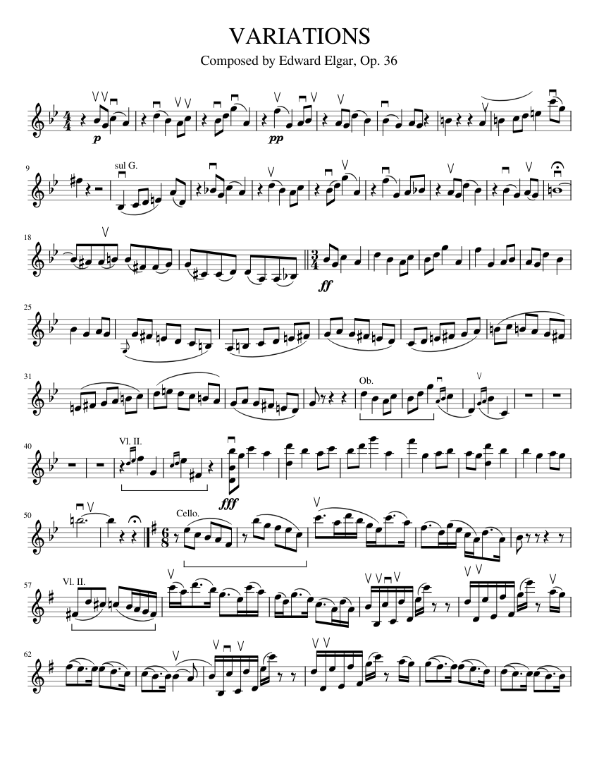 Variations on an Original Theme 'Enigma', Op.36 – Edward Elgar Sheet ...