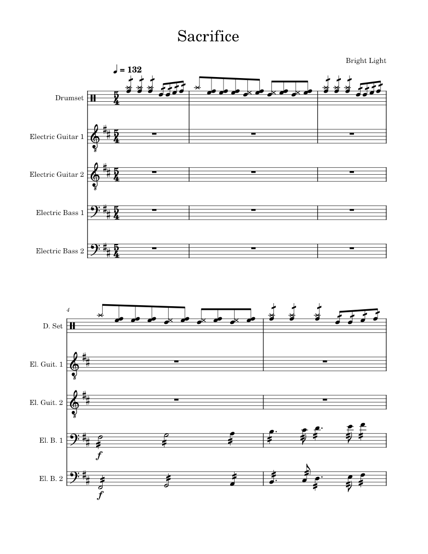 Sacrifice Sheet music for Guitar, Bass guitar, Drum group (Mixed ...