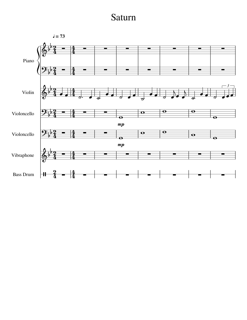 Saturn Sheet Music for Piano, Vibraphone, Violin, Cello & more ...