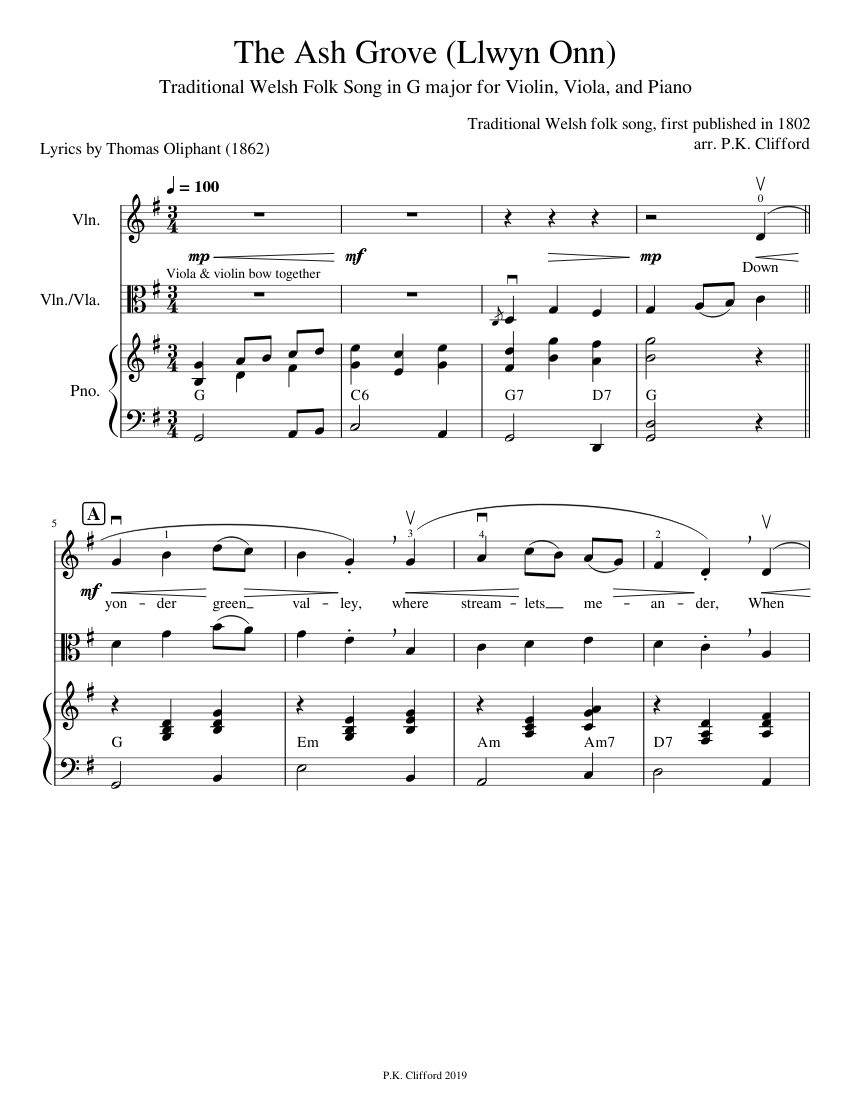 The Ash Grove – Misc tunes The Ash Grove Welsh folk song for violin ...