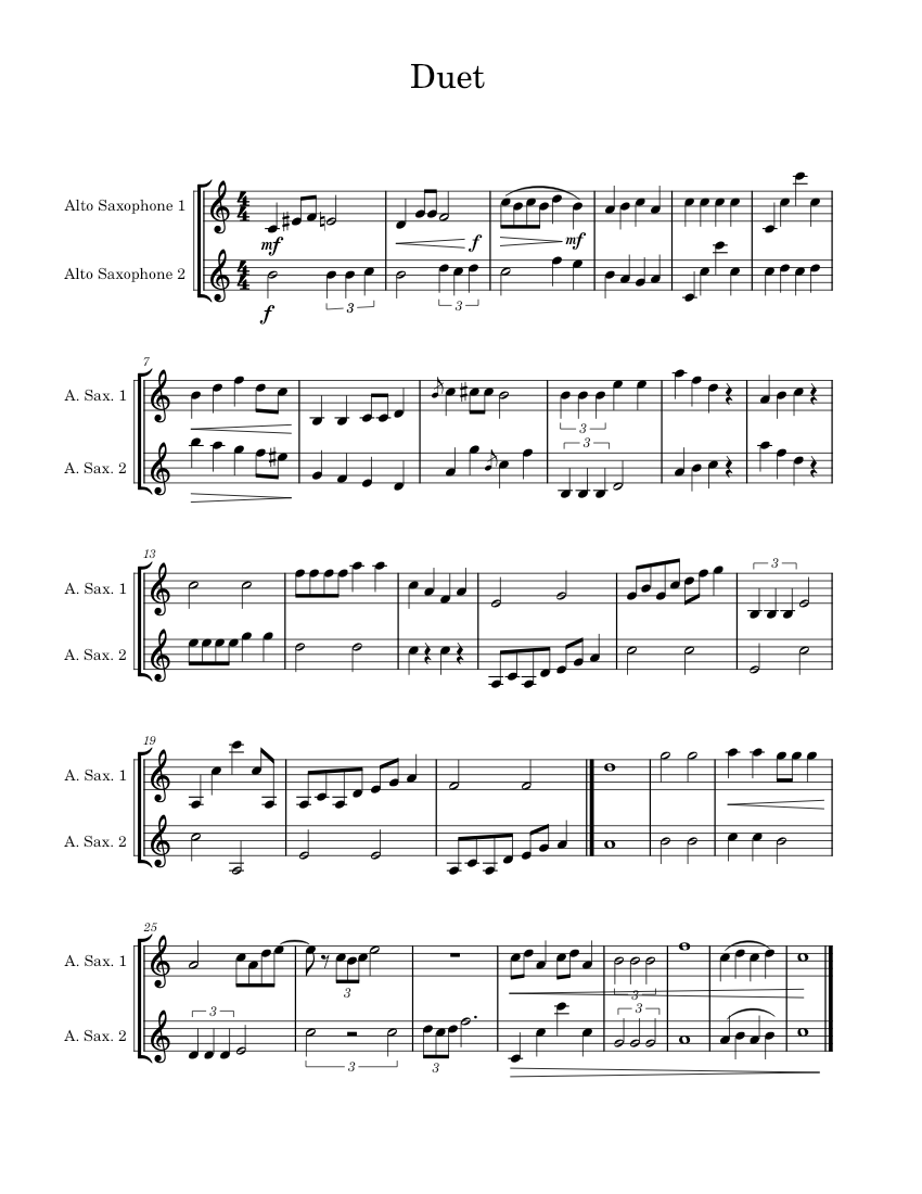 Duet Sheet music for Saxophone alto (Woodwind Duet) | Musescore.com