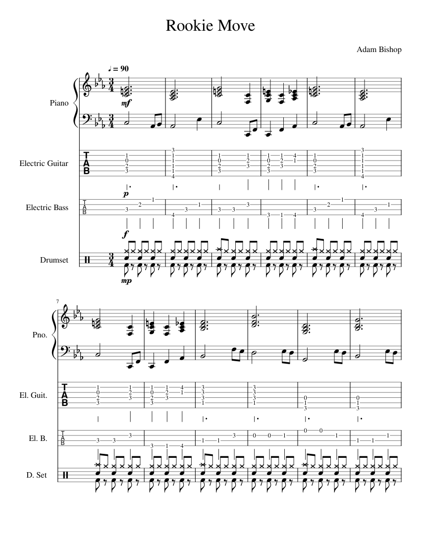 Rookie Move Sheet music for Piano, Guitar, Bass guitar, Drum group ...