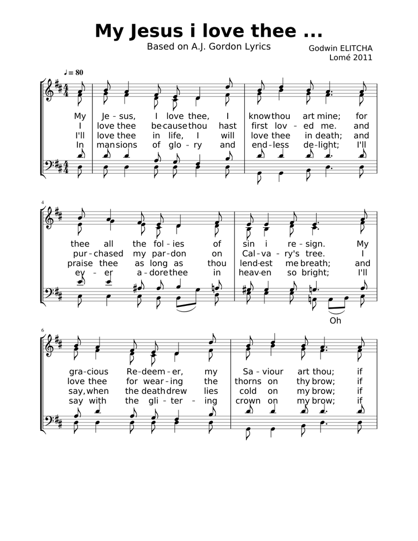 My Jesus, I love thee Sheet music for Piano, Soprano (Piano-Voice ...