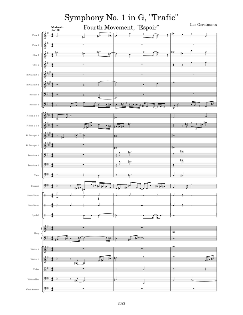 "Trafic" Symphony - Fourth Movement Sheet music for Trombone, Tuba, Flute, Oboe & more ...