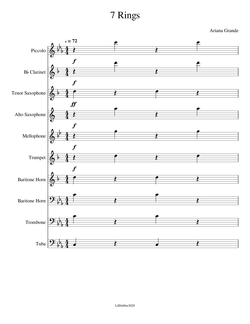 7 Rings - piano tutorial