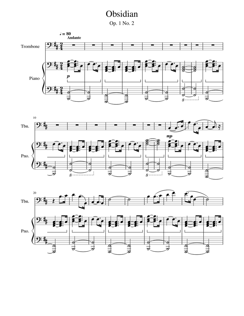 Obsidian Sheet Music for Piano, Trombone (Solo) | MuseScore.com