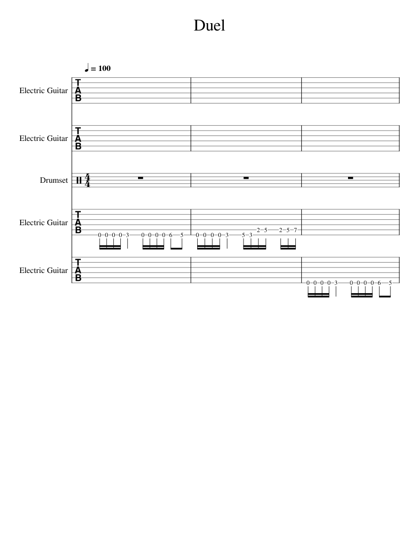 Duel Sheet music for Guitar, Drum group (Mixed Quintet) | Musescore.com