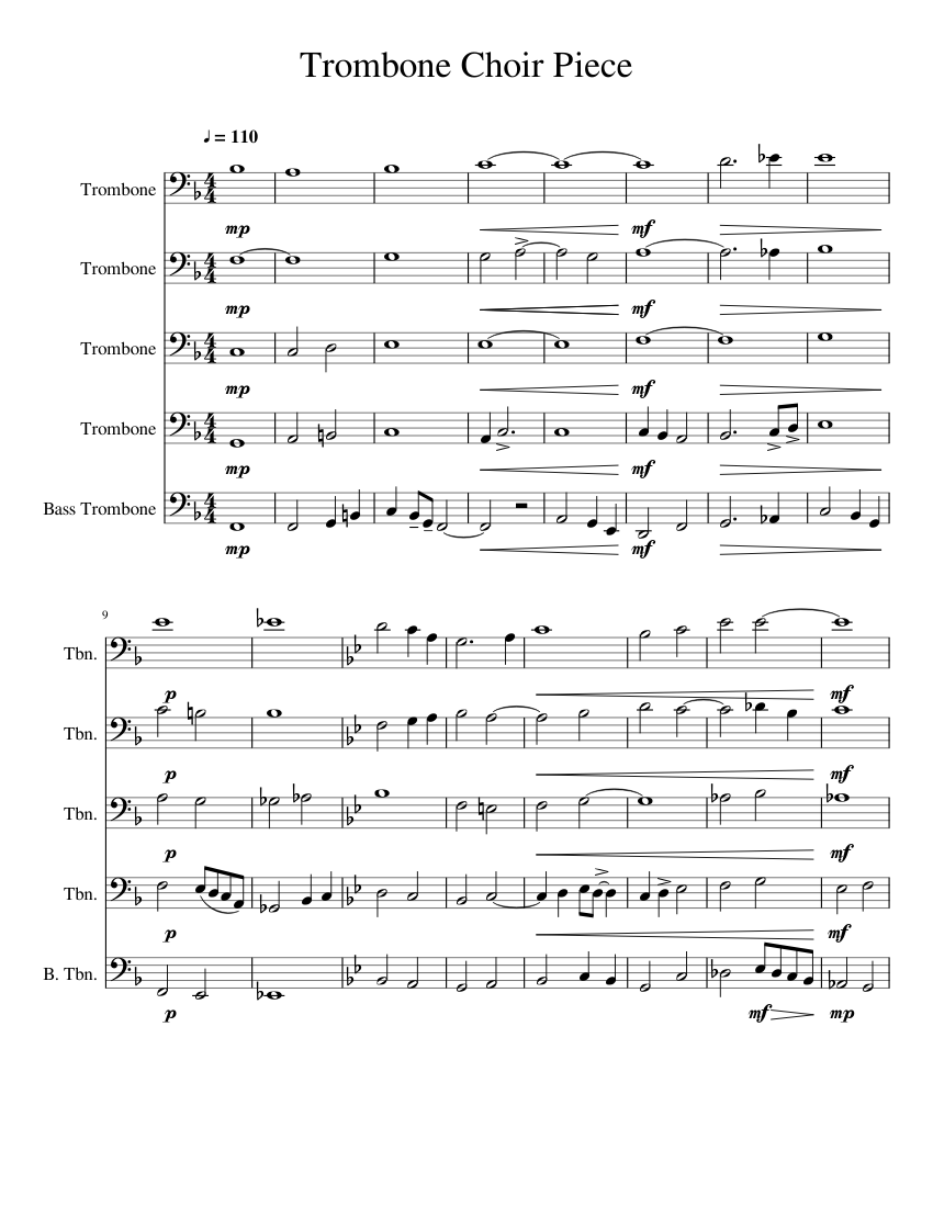 Trombone Choir Piece Sheet Music for Trombone (Mixed Quartet ...