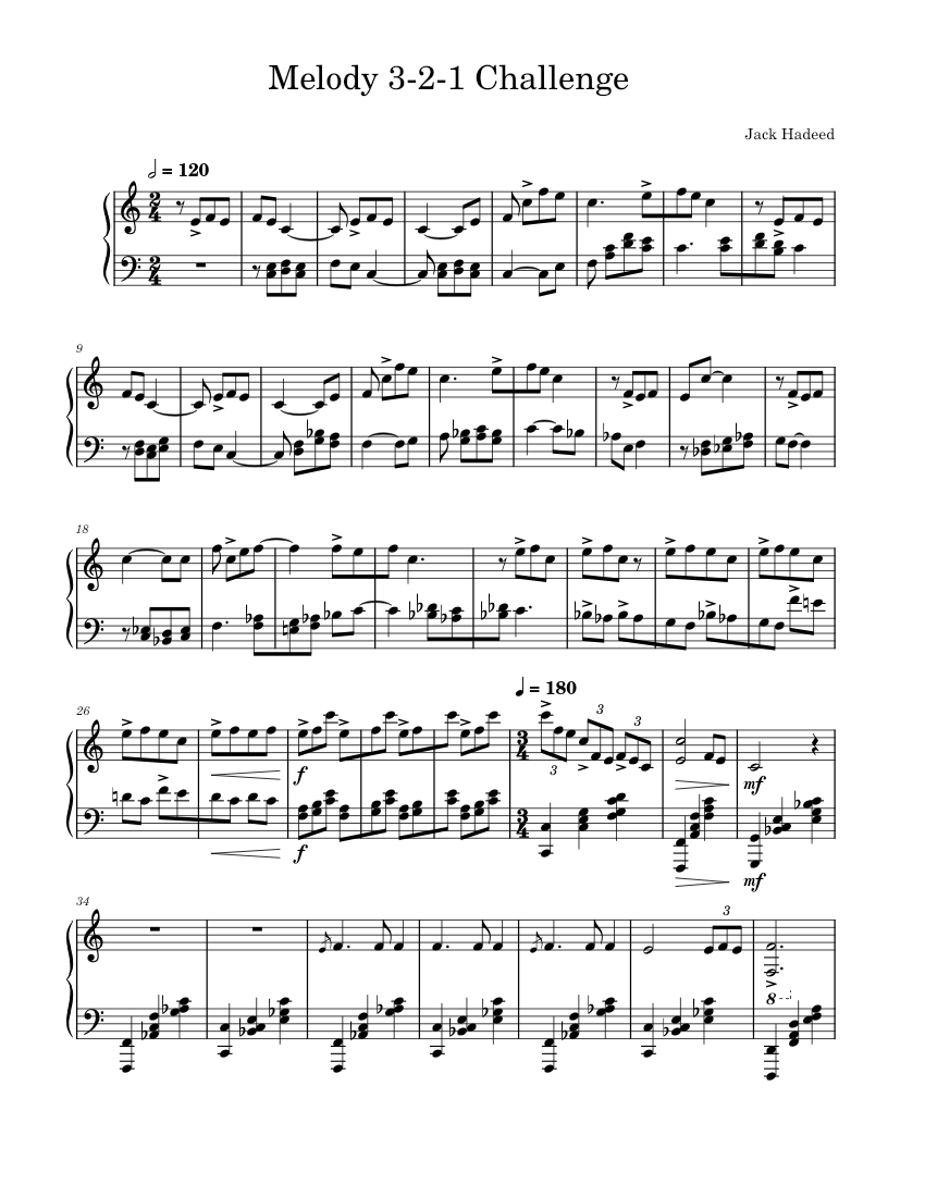 One-Note Melody Challenge Sheet Music for Piano (Solo) | MuseScore.com