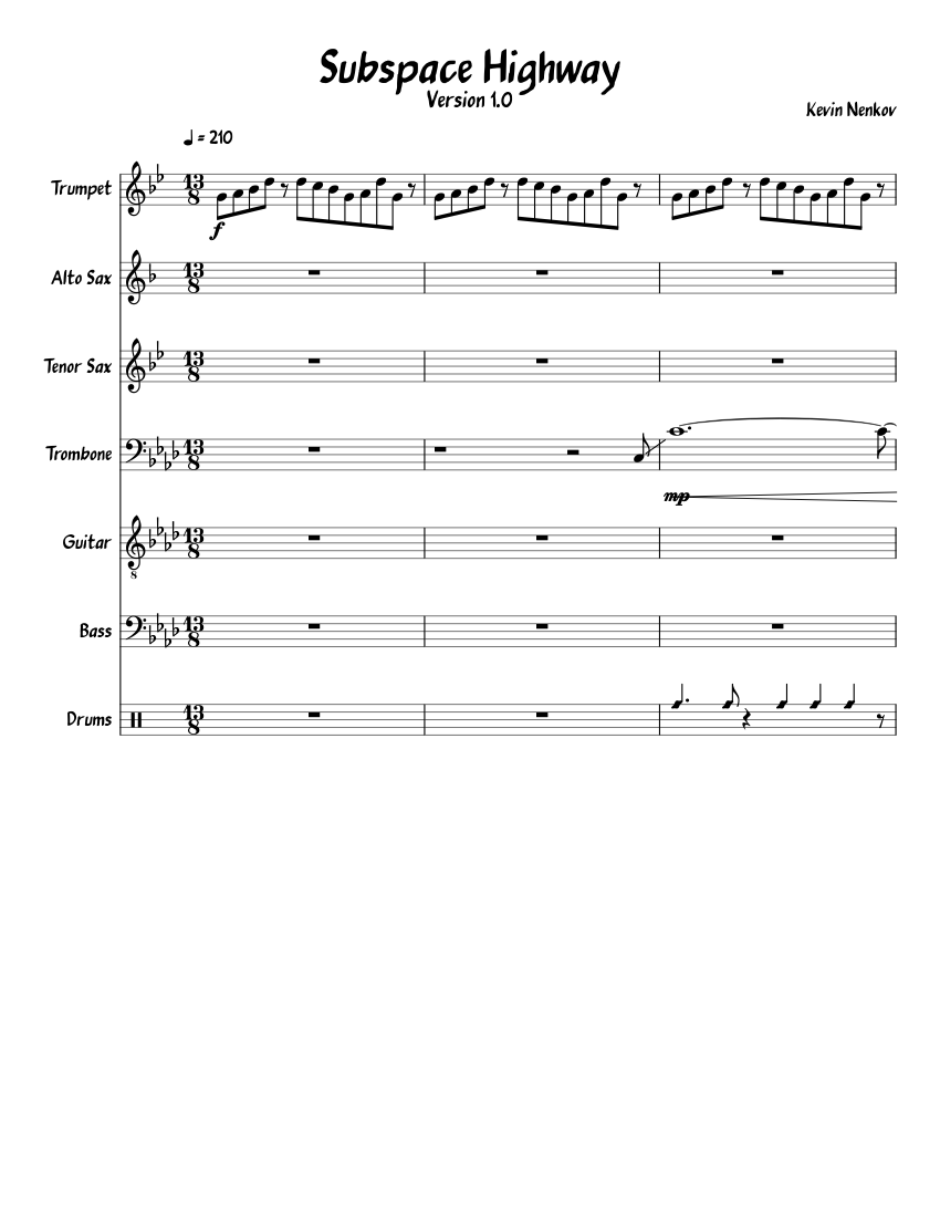 Subspace Highway Sheet music for Trombone, Saxophone alto, Saxophone ...