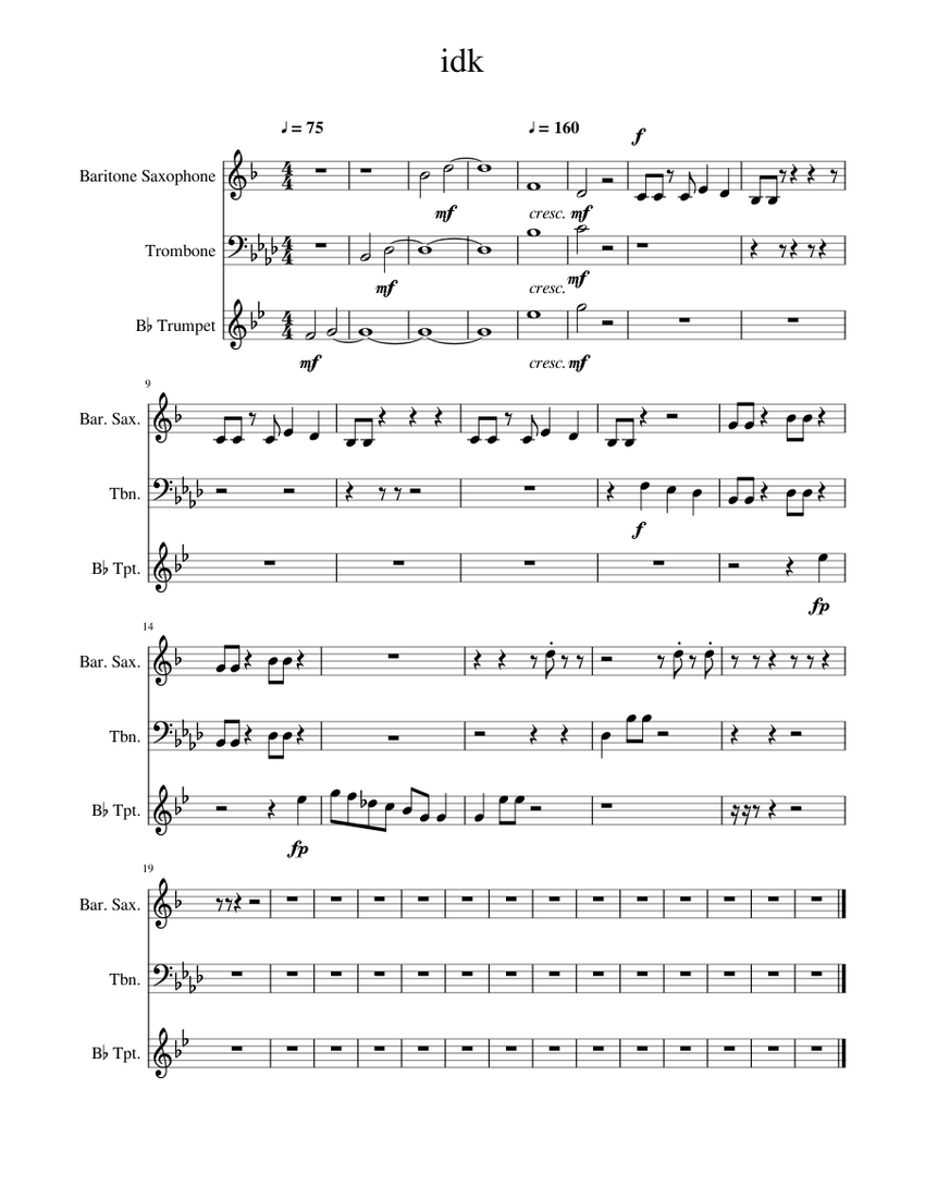 OUR SONG Sheet music for Trombone, Saxophone baritone, Trumpet in b-flat (Mixed Trio ...