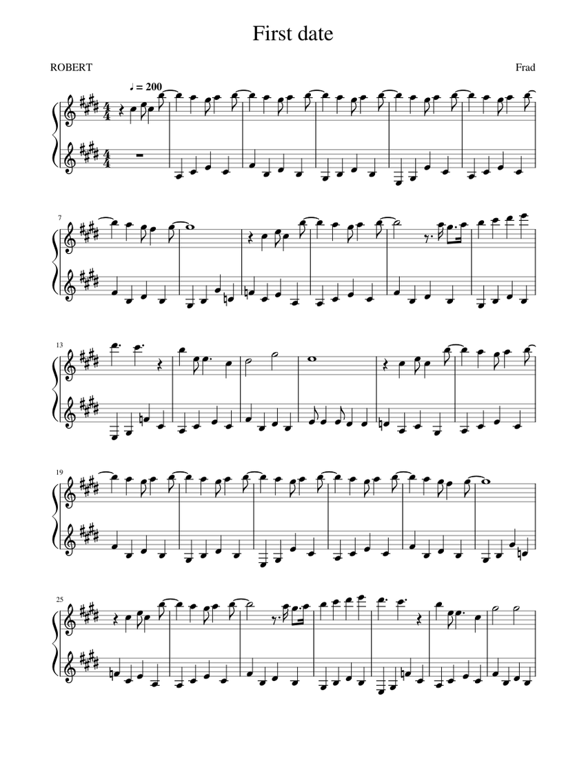 First date by Frad Sheet Music for Piano (Solo) Easy | MuseScore.com