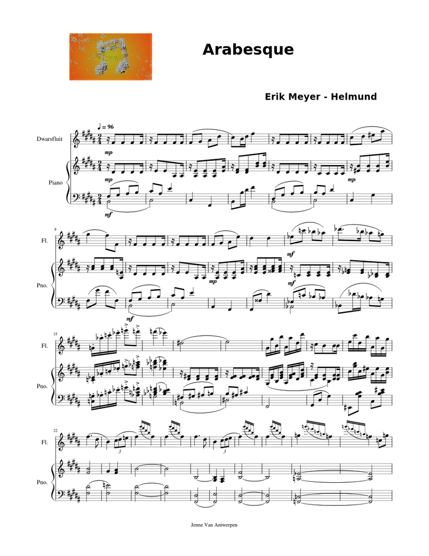 Arabesque – Erik Meyer - Helmund Sheet music for Piano, Flute (Solo ...