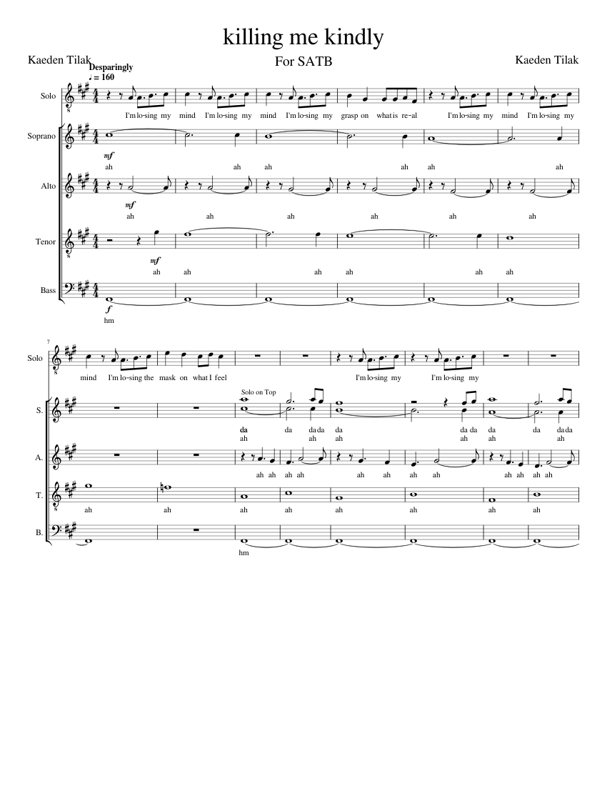 killing_me_kindly Sheet music for Soprano, Alto, Tenor, Bass voice ...