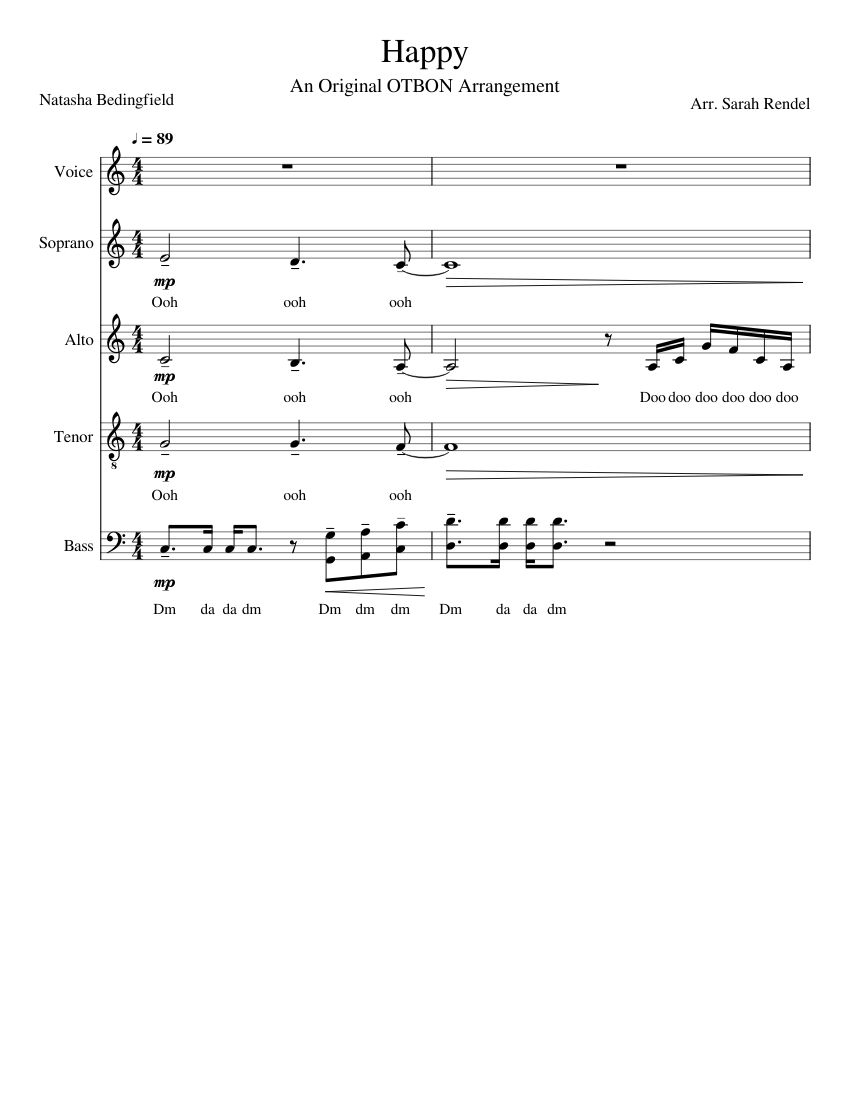 Happy: An A cappella Arrangement Sheet Music for Soprano, Alto, Tenor ...