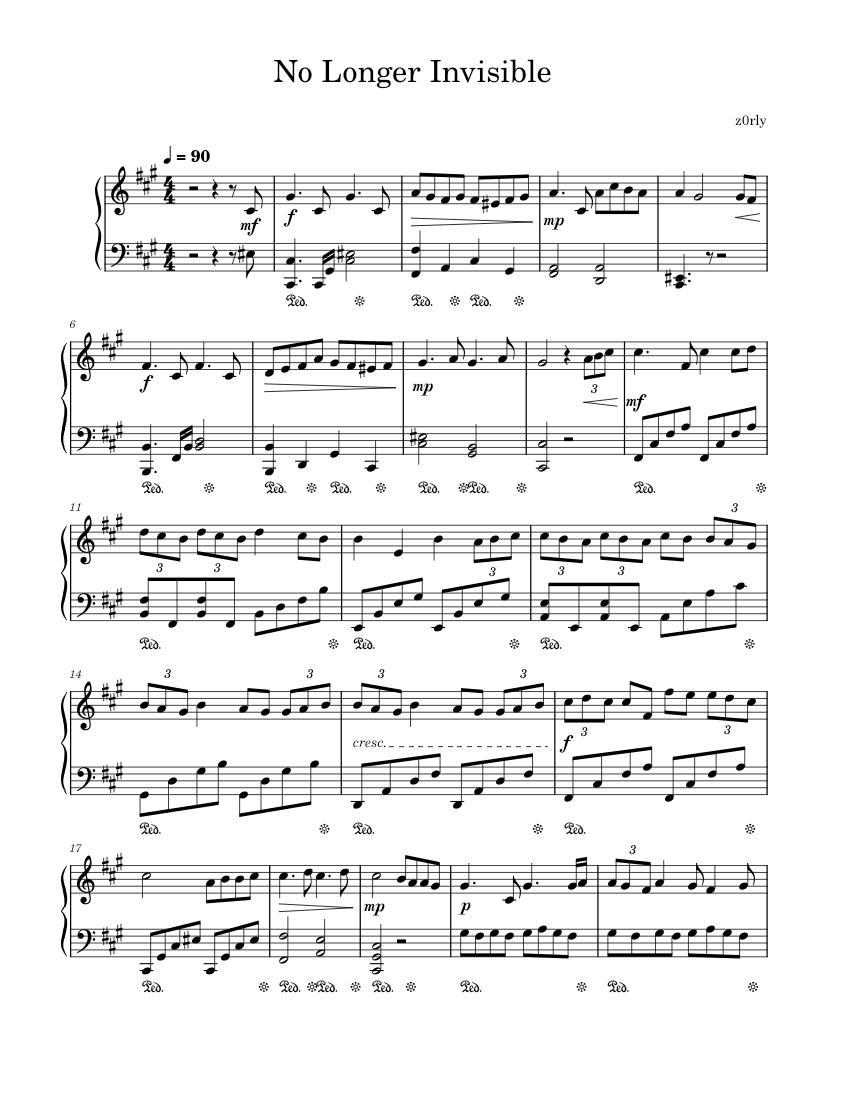 No Longer Invisible Sheet Music for Piano (Solo) | MuseScore.com