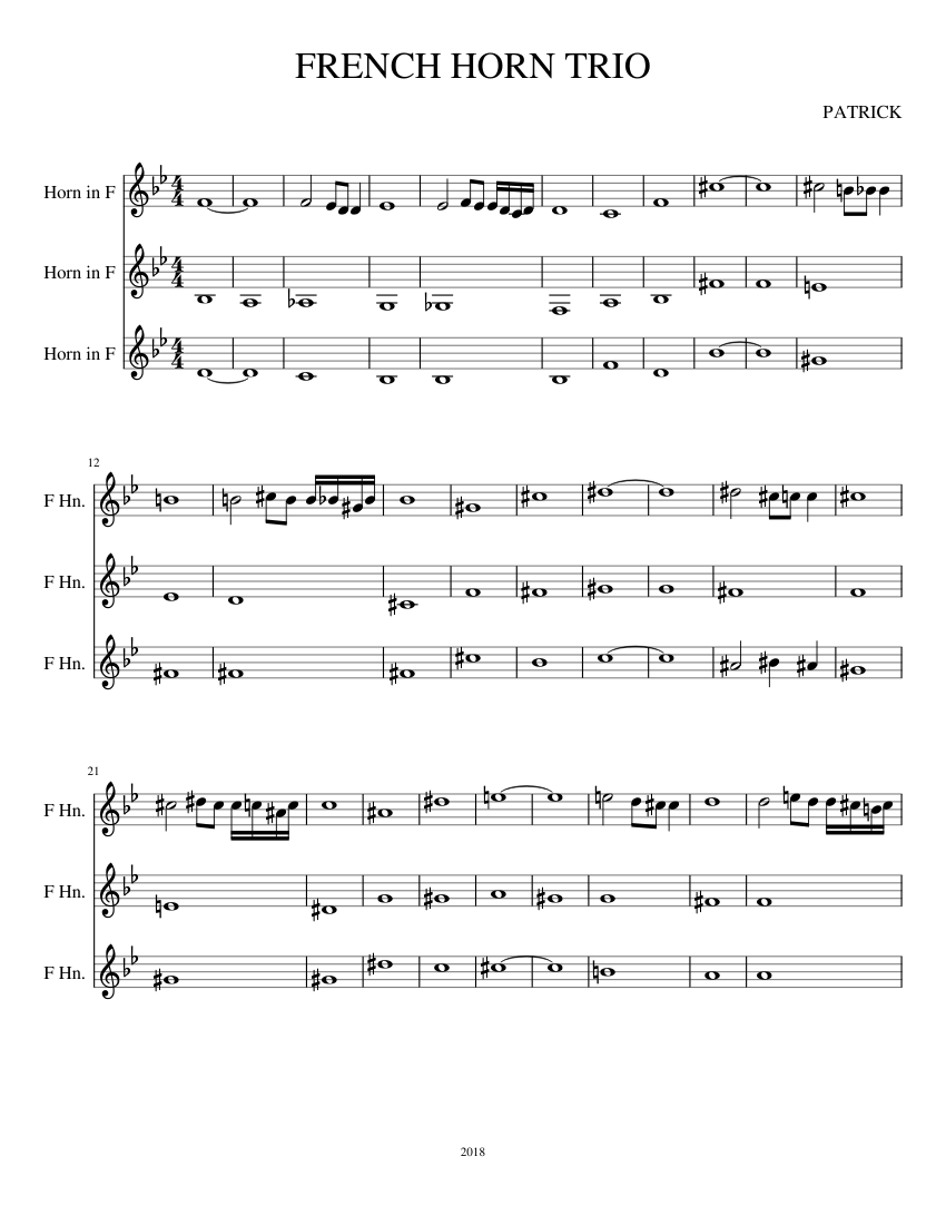 FRENCH HORN TRIO Sheet music for French horn (Mixed Trio) | Musescore.com