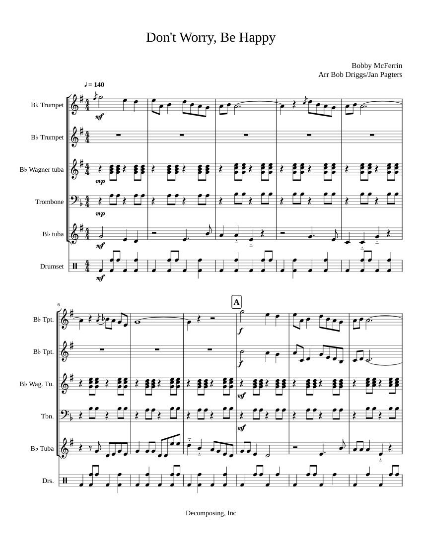 Don't Worry Be Happy (small Orchestra version) Sheet music for Trombone ...