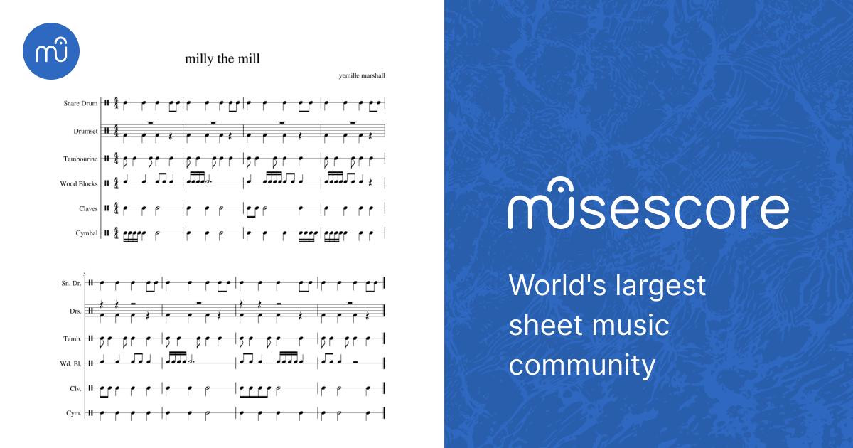 Milly_the_mill Sheet music for Tambourine, Snare drum, Crash, Drum ...