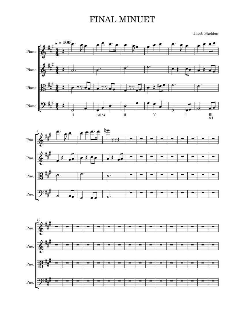 FINAL MINUET Sheet music for Piano (Mixed Quartet) | Musescore.com