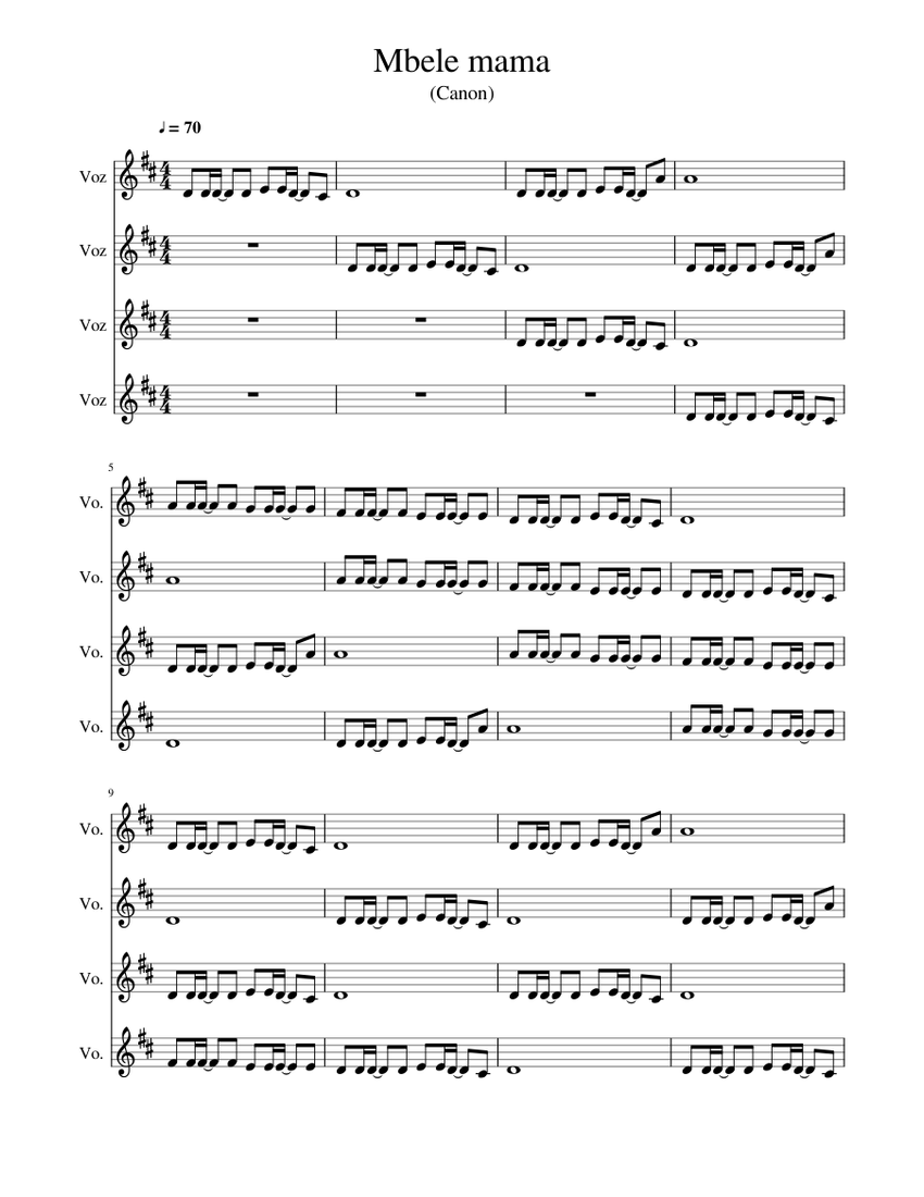 Mbele mama Sheet Music for Vocals (Choral) | MuseScore.com