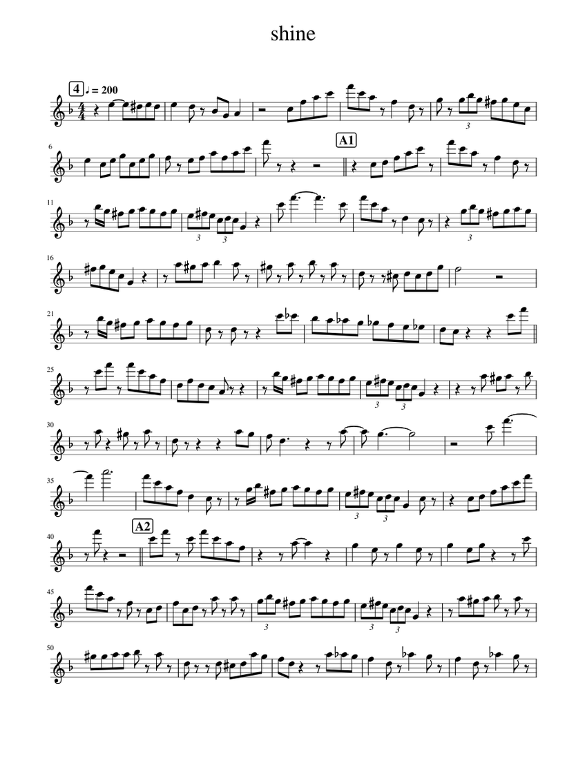 shine Sheet Music for Clarinet in b-flat (Solo) | MuseScore.com
