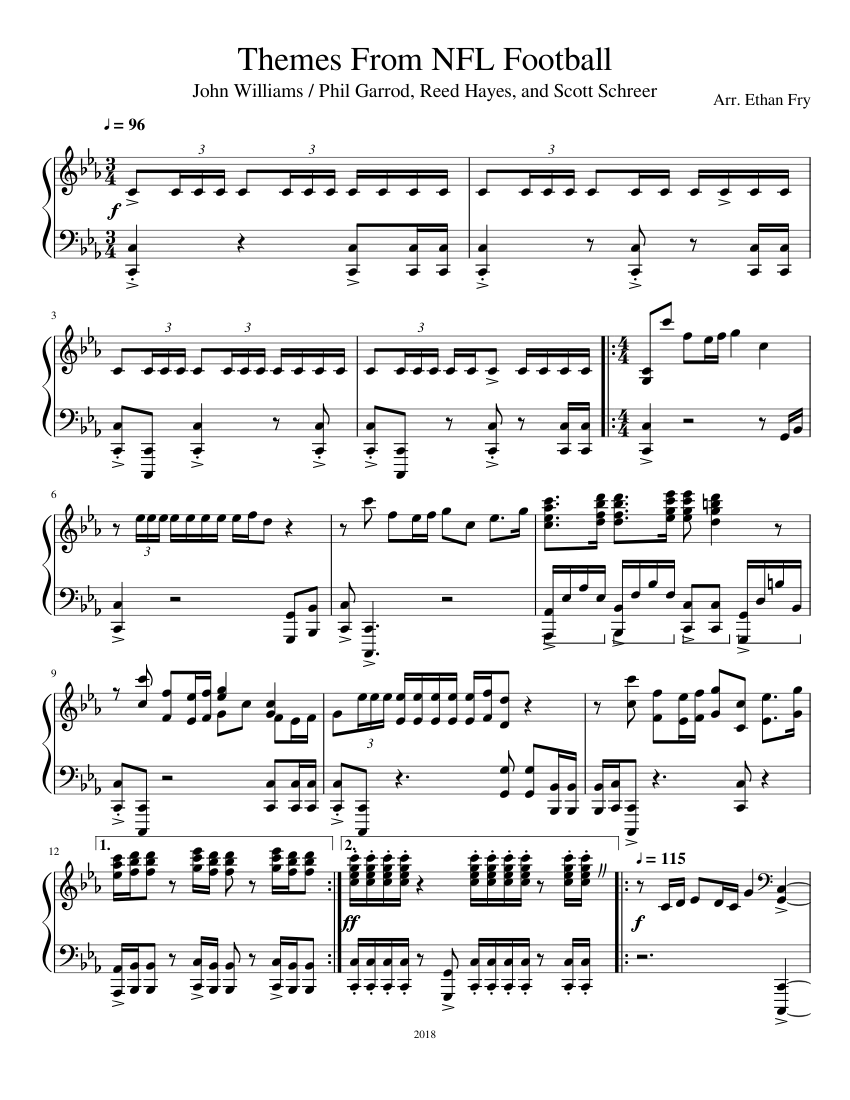 Themes From NFL Football Sheet Music for Piano (Solo) | MuseScore.com