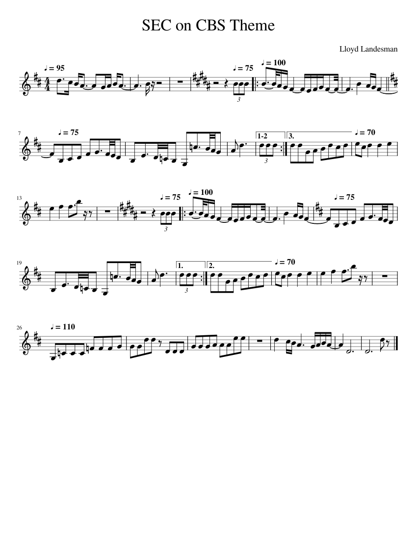 SEC on CBS Theme Sheet music for Trumpet in b-flat (Solo) | Musescore.com