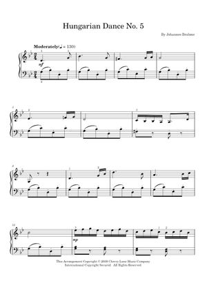 Hungarian Dance No.5 Sheet Music for Piano (Solo) | MuseScore.com