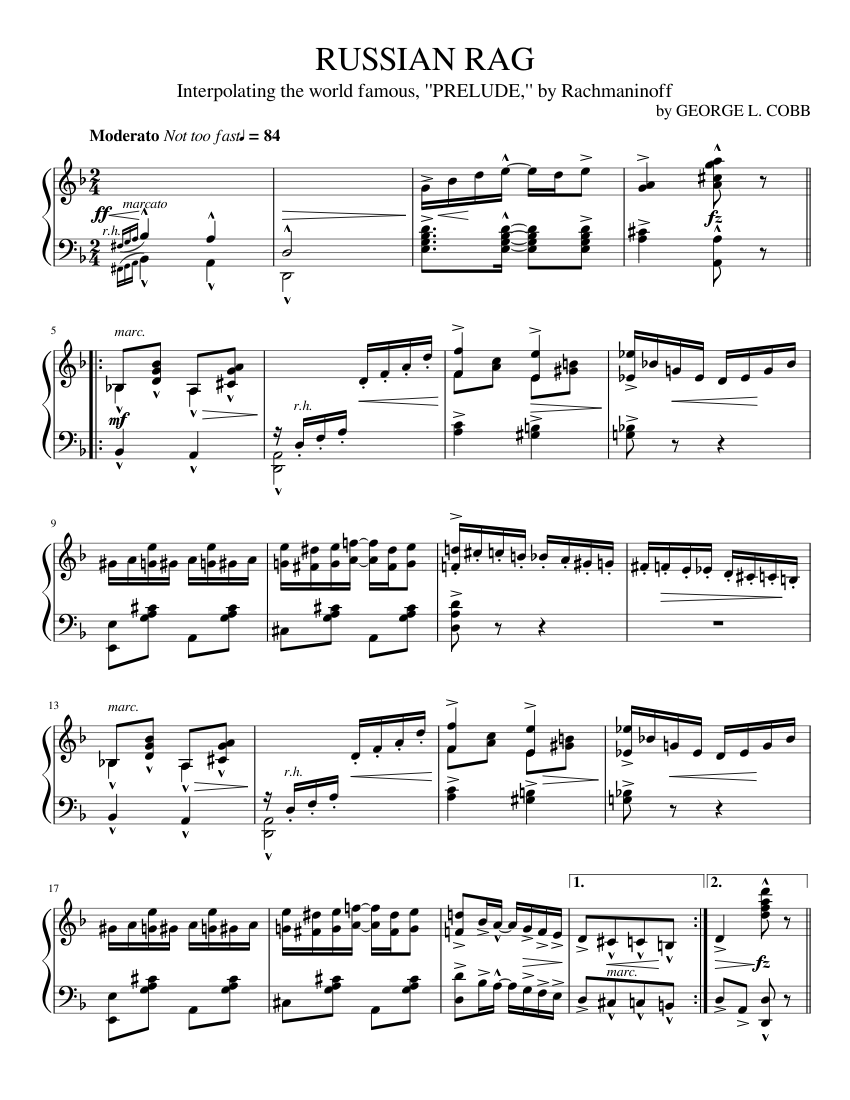 Russian Rag (1918) Sheet Music for Piano (Solo) | MuseScore.com