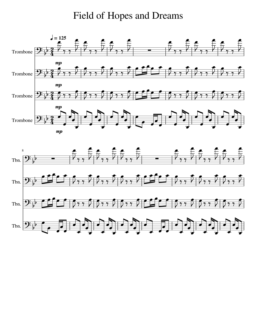 Field of Hopes and Dreams - Deltarune - Toby Fox Sheet music for Trombone (Mixed Quartet ...
