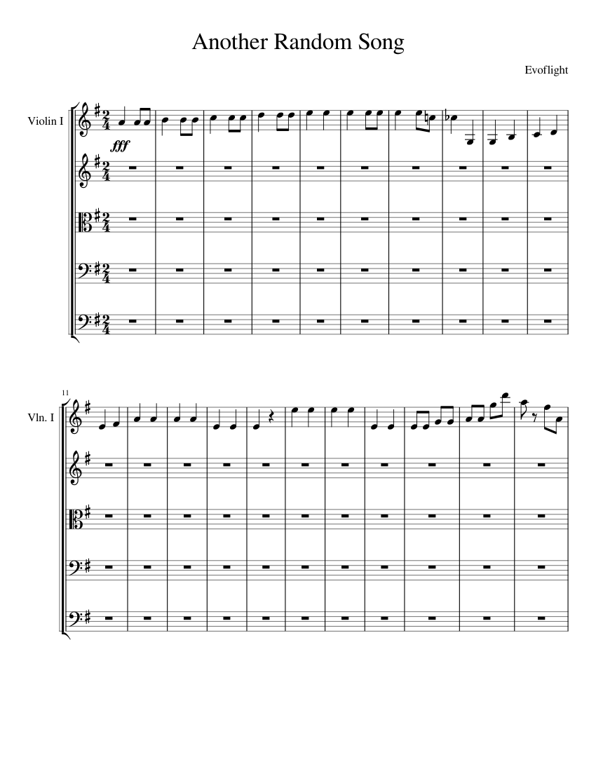 Another Random Song Sheet music for Contrabass, Violin, Viola, Cello ...