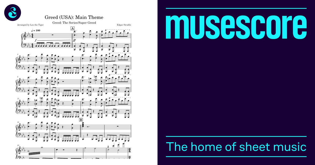 Greed/Super Greed (Theme) – Edgar Struble Sheet music for Piano (Solo ...
