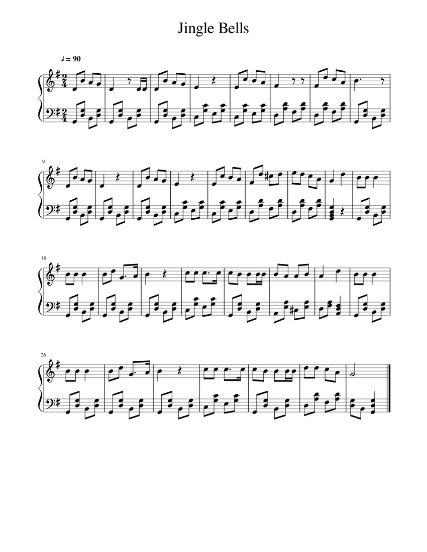 Jingle Bells Sheet music for Piano (Solo) Easy | Musescore.com
