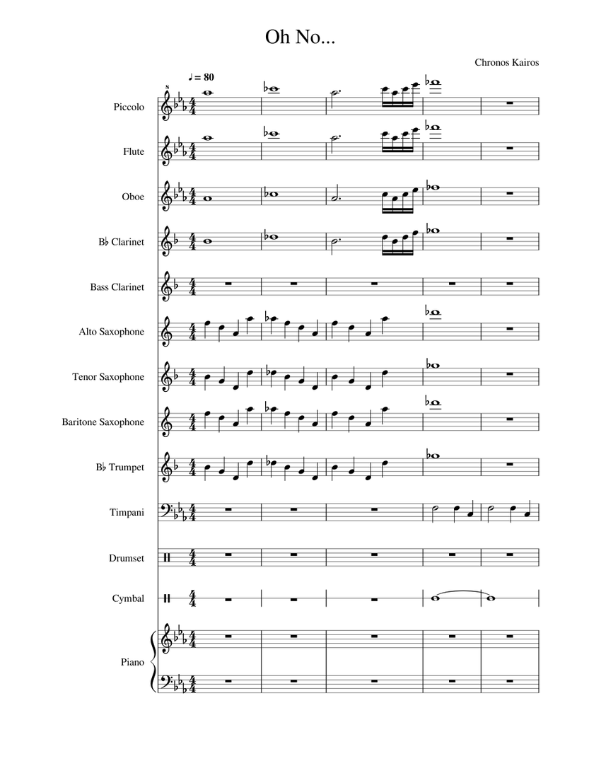 Oh No... Sheet music for Piano, Flute piccolo, Flute, Oboe & more ...